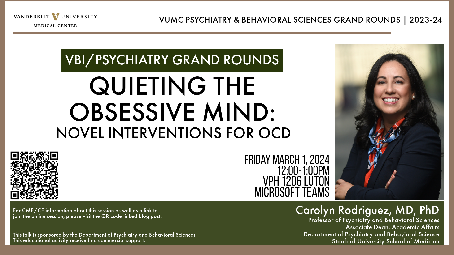 Psychiatry Grand Rounds 3/1 | Carolyn Rodriguez, MD, PhD | Department of Psychiatry and ...